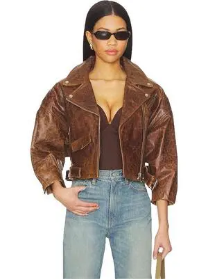 LAMARQUE Vinnie Leather Biker Jacket - Brown