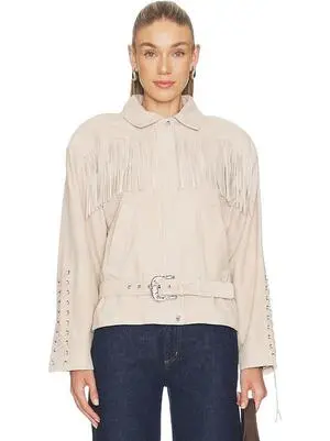 LAMARQUE Kyel Suede Jacket - Cream