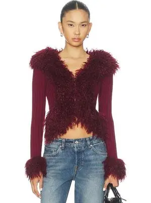 I.AM.GIA Faux Fur Trimmed Knit Jacket - Red