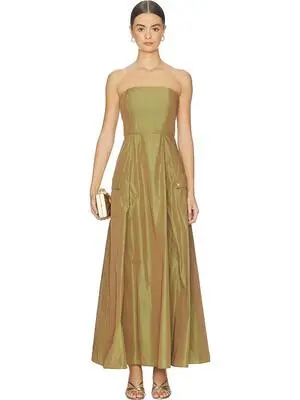L'Agence Nessa Strapless Maxi Dress - Olive