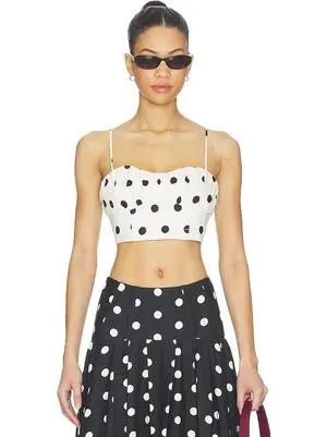 NICHOLAS Yulia Polka Dot Cropped Top - Ivory