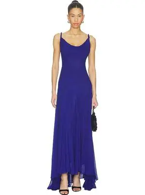 Alice + Olivia Sarika Twist Strap Hi Low Seamed Slip Dress - Blue