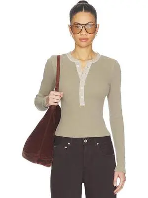 Citizens Of Humanity Citizens Of Humanity Drea Waffle Henley Top Olive