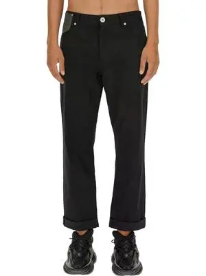 Balmain Cuffed Five-pocket Jeans - Black