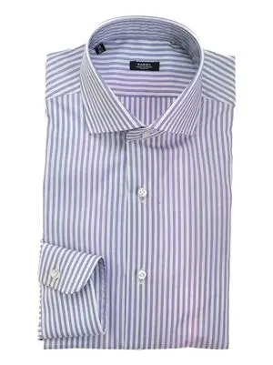 BARBA NAPOLI Striped Long-sleeve Shirt - Blue