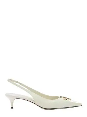 Tory Burch Appliquéd Leather Heeled Pumps - Neutrals