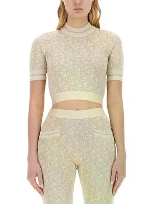 PALM ANGELS Monogram Jacquard Knitted Crop Top