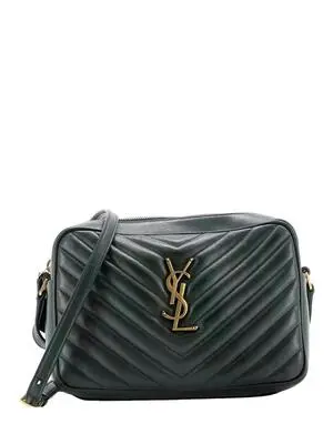 Saint Laurent Lou Camera Bag Matelasse Chevron Leather Small Green