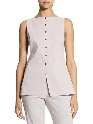 Theory Boat Neck Sleeveless Top - Cognac Multi