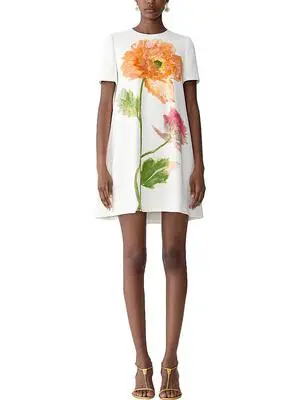 Carolina Herrera Short Sleeve Mini Dress - White Multi