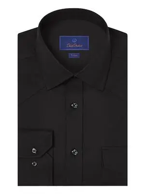 David Donahue Trim Fit Twill Western Shirt - Black
