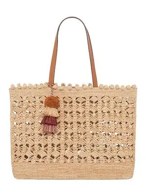 GERARD DAREL Sandra Crochet Raffia Tote Bag
