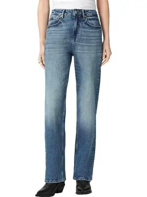 ALLSAINTS Ida High-rise Straight Jeans - Mid Indigo
