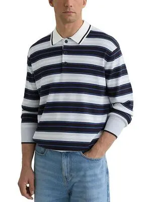 REISS Relaxed Fit Stripe Polo Shirt - Blue Multi
