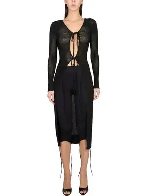 ANDREĀDAMO Perforated Long Cardigan - Black
