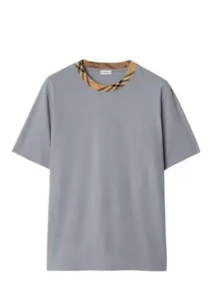 Burberry Check-trim T-shirt - Grey