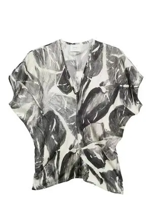 ALYSI Printed V-neck Shirt - Black