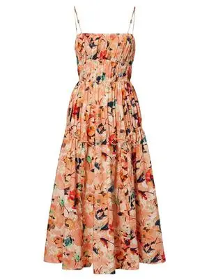 Ulla Johnson Vidri Floral Cotton Poplin Midi Dress Multicoloured