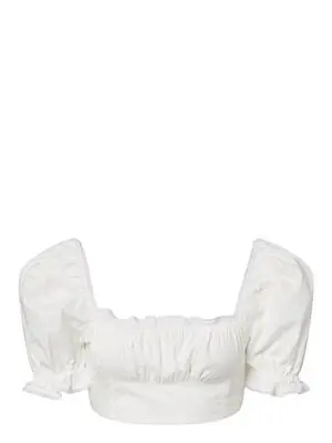 BANANHOT Ligia Ruffled Cotton Poplin Crop Top - White
