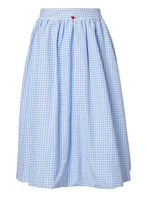 BANANHOT Alba Gingham Cotton Midi Skirt - Blue