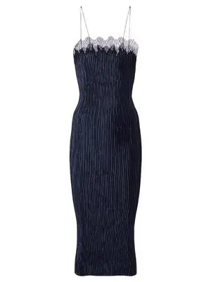 FFORME Lumi Lace-trimmed Pleated Midi Dress - Blue