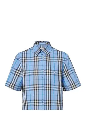 Burberry Check Cotton Poplin Shirt - Blue