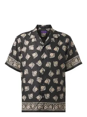 Ralph Lauren Purple Label Printed Linen Shirt - Black