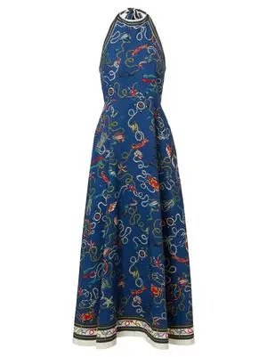 ALEMAIS Cove Printed Halterneck Maxi Dress - Blue