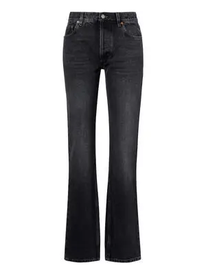 Saint Laurent Faded Straight Leg Jeans - Black
