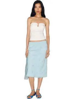 REFORMATION Layla Embellished Knee-length Skirt - Blue