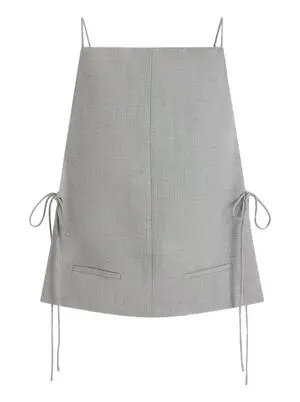 ST. AGNI Square Neck Tie Detailed Top - Grey