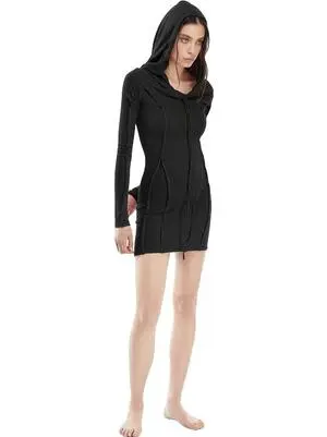 MOTHER OF ALL Pepper Hoodie Mini Dress Black