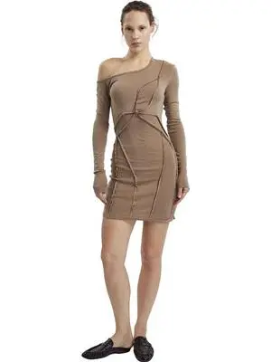 MOTHER OF ALL Pepper Mini Off-shoulder Dress - Brown