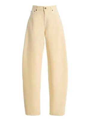 HAIKURE Bibi Cotton-Linen Twill Mid-Rise Balloon-Leg Jeans Yellow