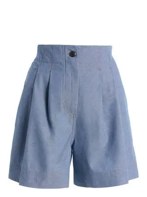 MONCLER Pleated Chambray Shorts