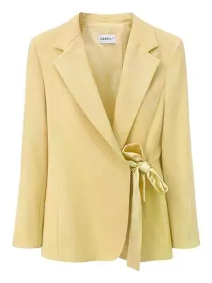 Marella Satin Tie Blazer - Yellow