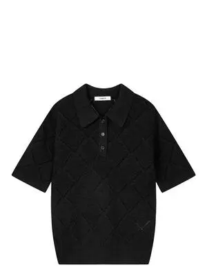 STUDIO TOMBOY Diamond Jacquard Knit Top - Black