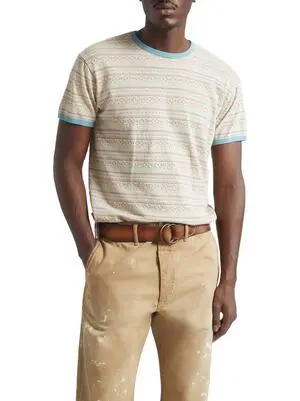 Double Rl Southwestern Print Ringer T-shirt - Cream/multi
