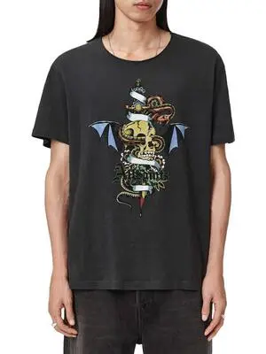 ALLSAINTS Sabre Cotton Graphic T-shirt - Washed Black