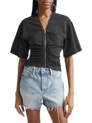 Alexander Wang Ruched Knit Zip Top Black