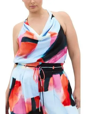 CITY CHIC Abstract Print Cowl Neck Top