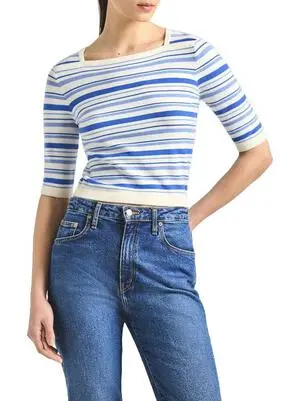 Derek Lam 10 Crosby Striped Knit Sweater - Cloud Blue Multi