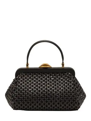 Cult Gaia Zuma Woven Frame Top Handle Bag - Black
