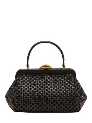 Cult Gaia Zuma Woven Frame Top Handle Bag - Black