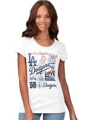 G-III 4HER BY CARL BANKS Los Angeles Dodgers Endzone Collage T-shirt - White