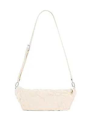 Desigual Raffia & Canvas Shoulder Bag - White