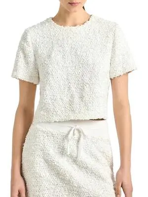 Derek Lam 10 Crosby Syrena Paillette Cropped Top - Blanc De Blanc