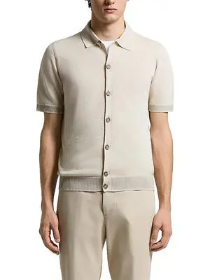 Peserico Regular Fit Button Front Sweater Shirt - Shell Beige