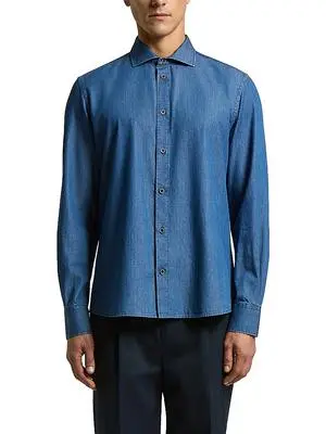 Peserico Regular Fit Chambray Dress Shirt - Ink