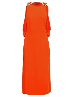 Gucci Sleeveless Midi Dress With Gold Detail - Orange